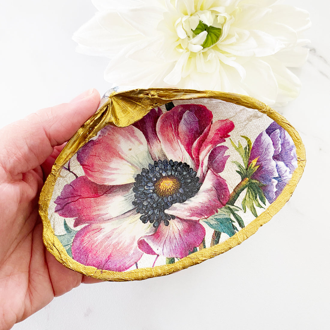 Anemone Pink Blossom Wildflower Clam Shell Trinket Dish – Adoridesigns